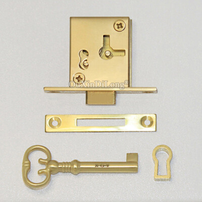 2PCS Antique Pure Brass Drawer Lock Furniture Cupboard Locker File ...