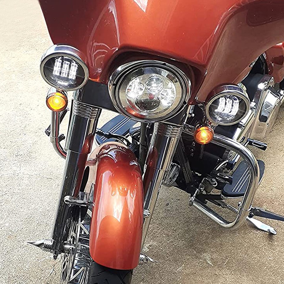 LED Turn Signal lights Passing Fog Light 4.5" For Harley road king ...