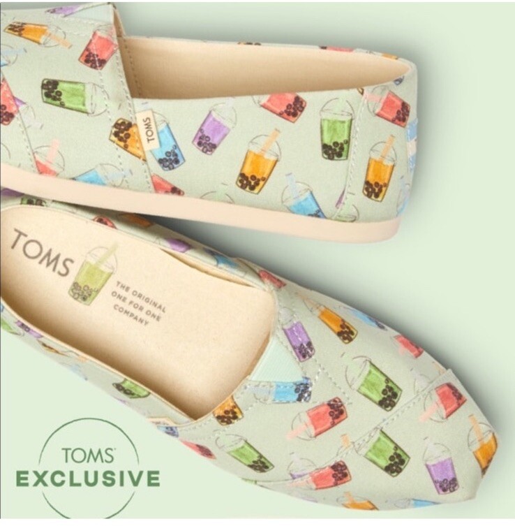TOMS Limited Edition Green Matcha Boba Tea Print Clas… - Gem