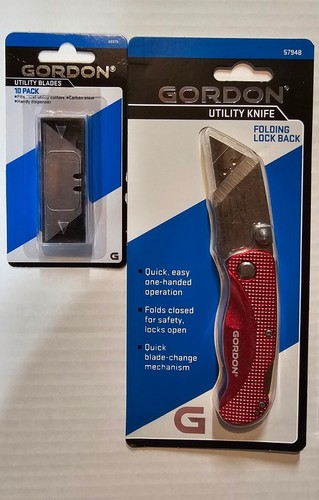 GORDON UTILITY KNIFE FOLDING LOCK BACK+10 BLADES | eBay