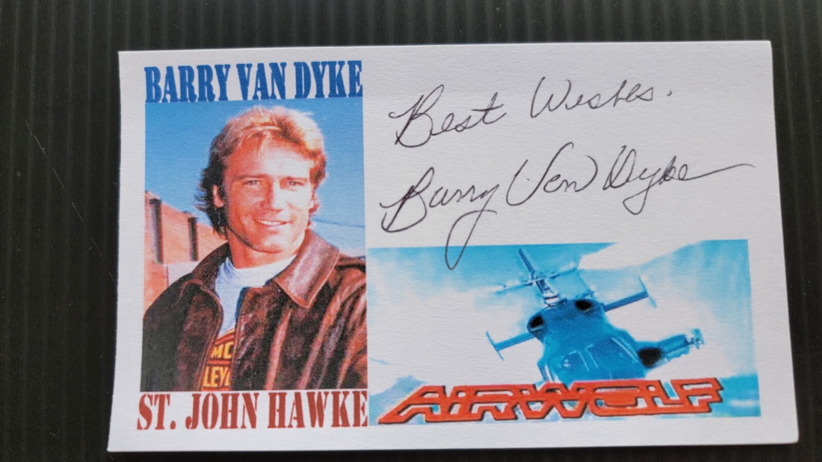 BARRY VAN DYKE "AIRWOLF" "ST. JOHN HAWKE" AUTOGRAPHED 3X5 INDEX CARD | eBay