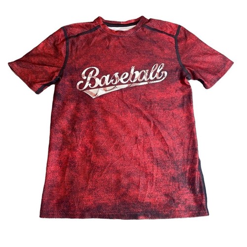 BCG Boys Sz XL 18 / 20 Red & Black Stretchy BASEBALL Athletic Shirt | eBay