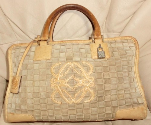 LOEWE Amazona 36 Tanned Leather Braided Intrecciato Travel Boston Bag ...