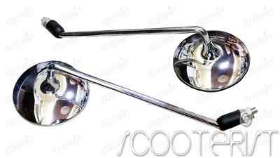 Fit For Lambretta Round Side Rear View Mirrors Long Stem GP LI SX TV DL ...