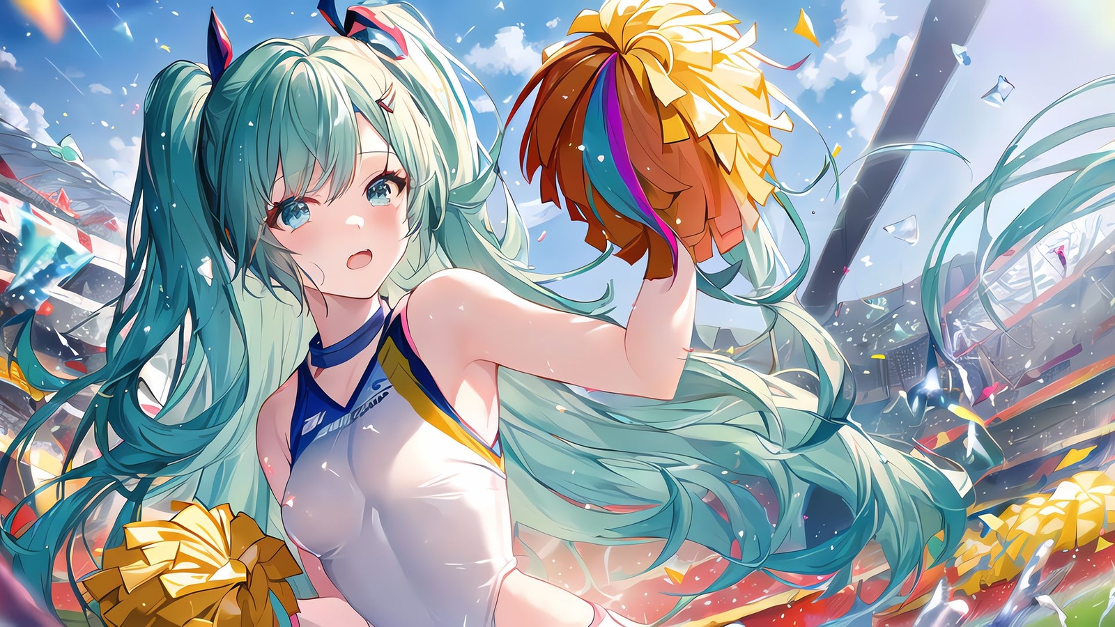 Anime hatsune miku append girls vocaloid cheerleaders Playmat Game Mat ...