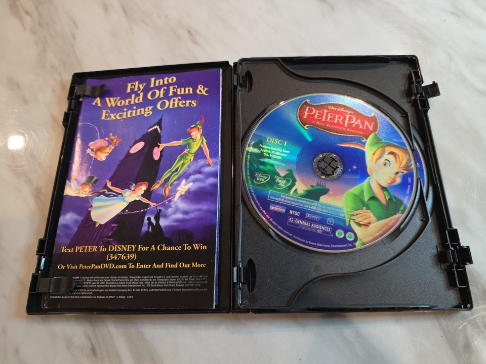 New Sealed Walt Disney Peter Pan DVD 2007 2-Disc Set Platinum Edition ...