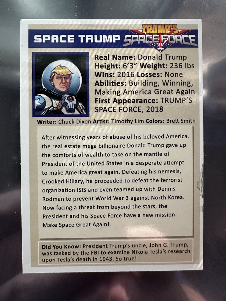 Donald Trump Space Force Card MAGA President SIGNED by Chuck Dixon ...