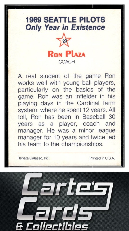 Ron Plaza 1983 Renata Galasso 1969 Seattle Pilots #23 CO | eBay