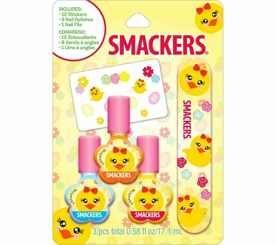 SMACKERS (1) 16pc Set NAIL POLISH Water Based Stickers & File *YOU ...