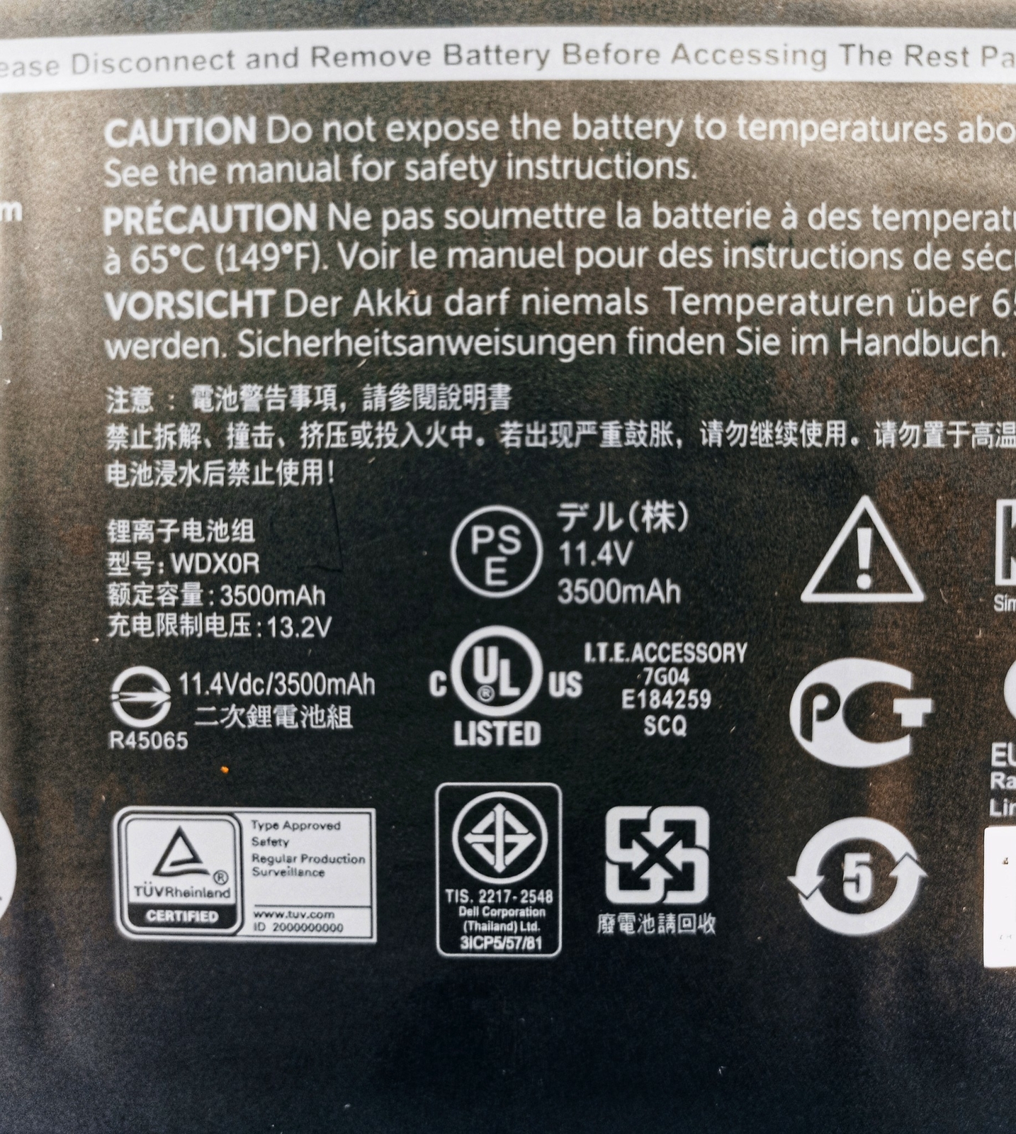 GENUINE DELL LATITUDE 13 SERIES 11.4V 3500MAH 42WH LAPTOP BATTERY CYMGM ...