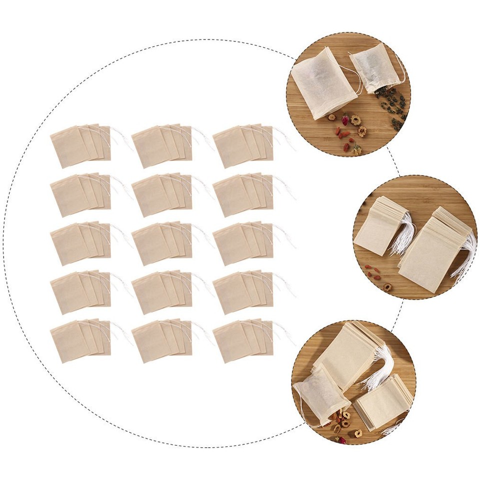 200 Pcs Paper Tea Infuser Bags Reusable Drawstring Filter For Loose ...