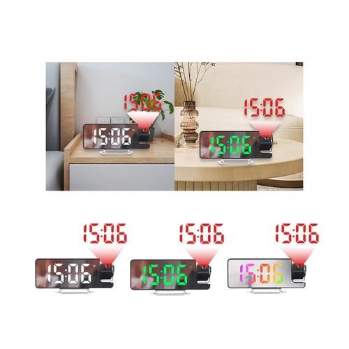 Projection alarm clock bedside date with rotating projector digital ...