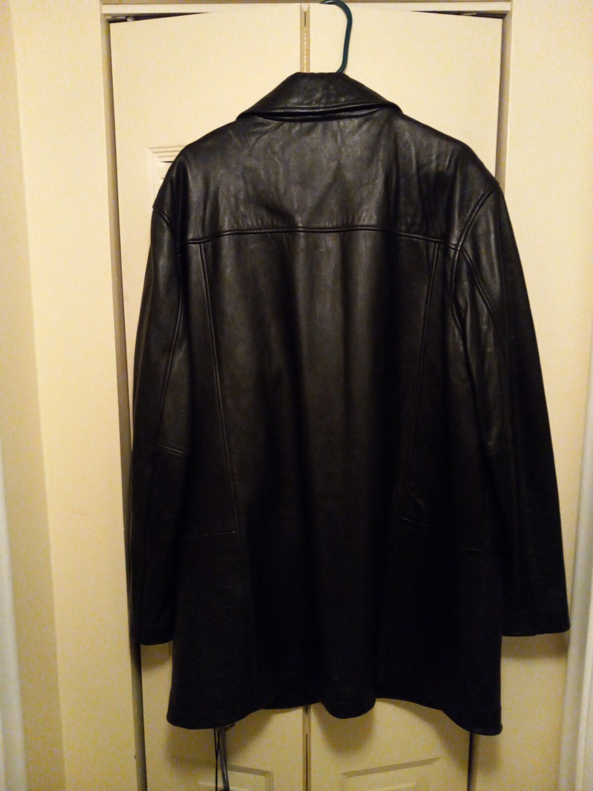 Merona soft black leather straight blazer jacket w buttons & collar sz ...