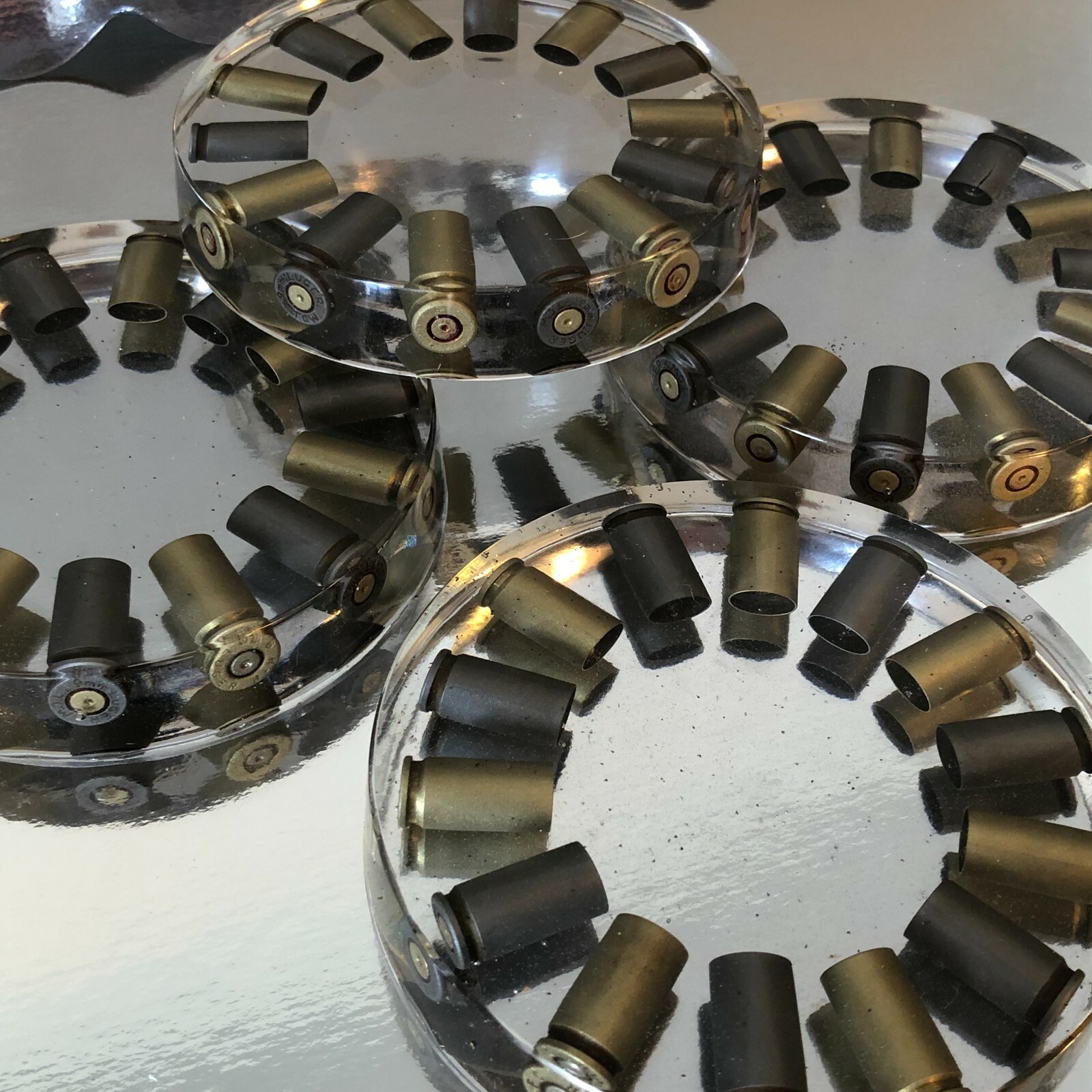 Resin Art Shell Casing Coasters-Set of 4-Brass & Steel Combo | eBay