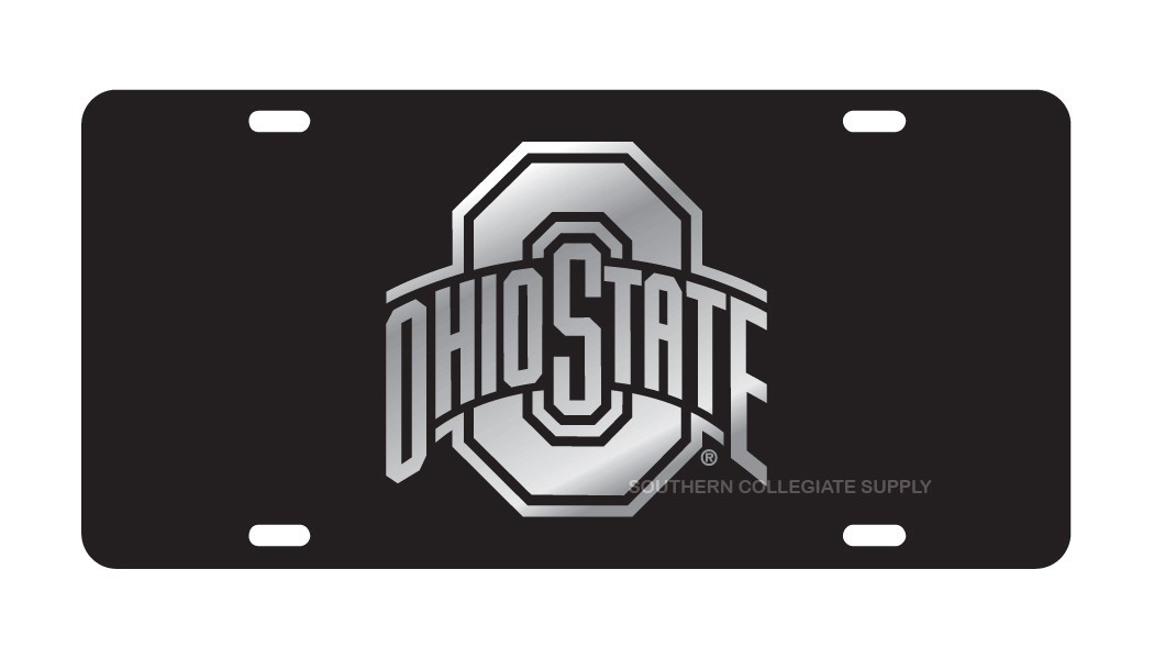 OSU OHIO STATE Buckeyes Black Mirrored License Plates / Car Tag | eBay