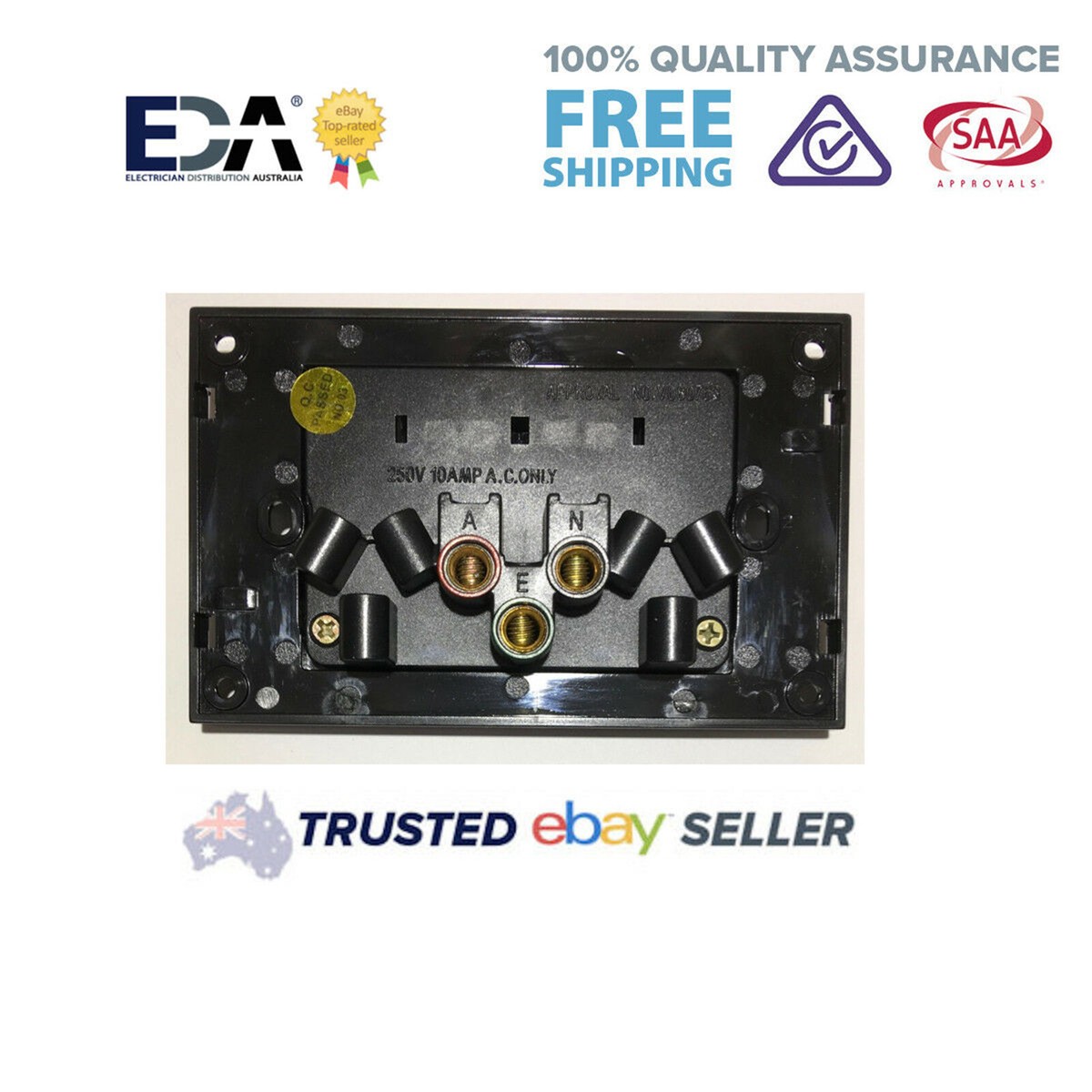 Saturn Double Power Point Switch Glass Clipsal Smilar Pure White