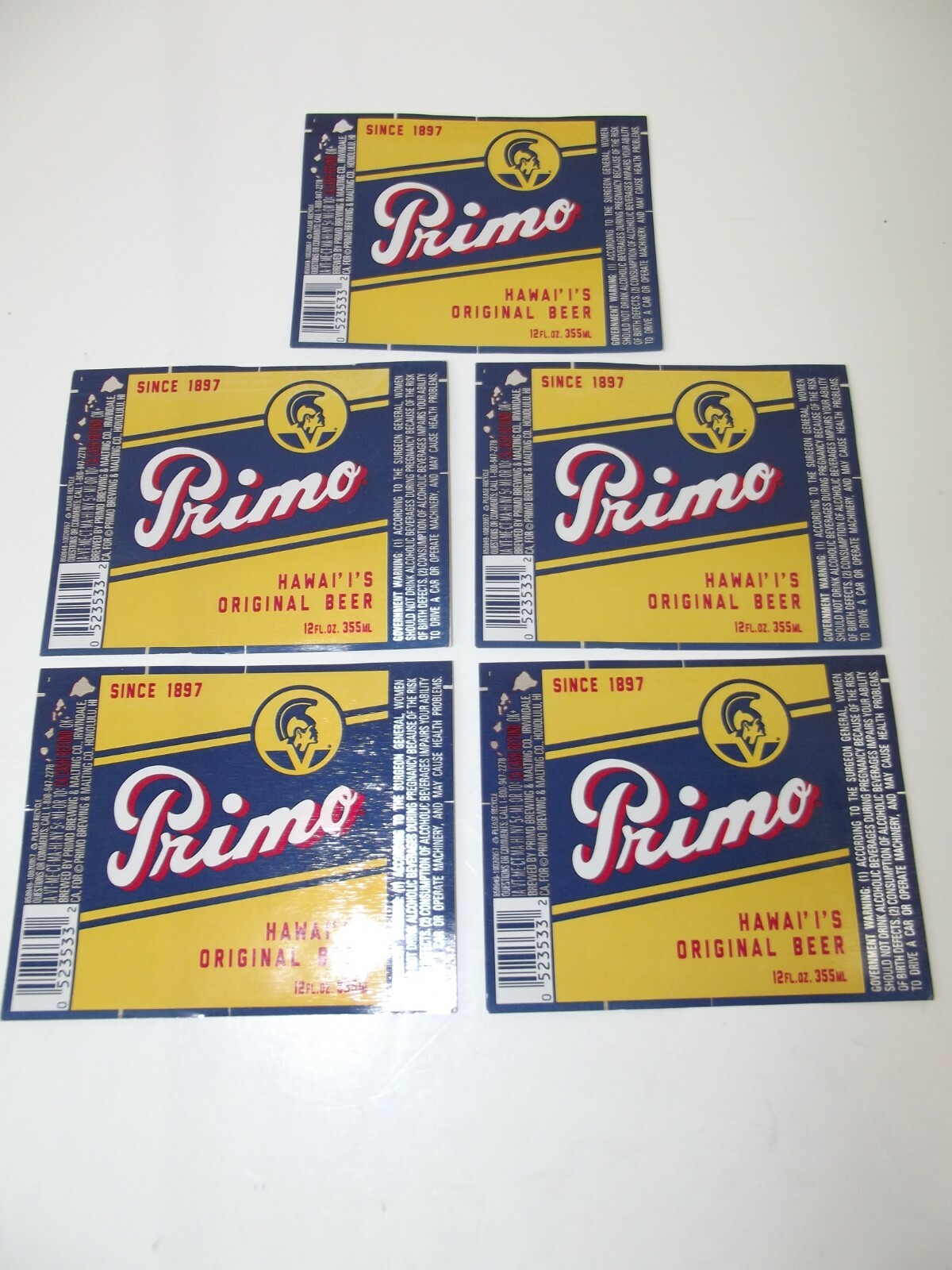 Primo Beer Bottle Label Hawaii's Original Beer Hawaii Brewing Retired ...