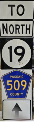 RARE REAL AUTHENTIC LEGENDARY RT 19 NEW JERSEY ROAD SIGN! 87x24! MAN ...