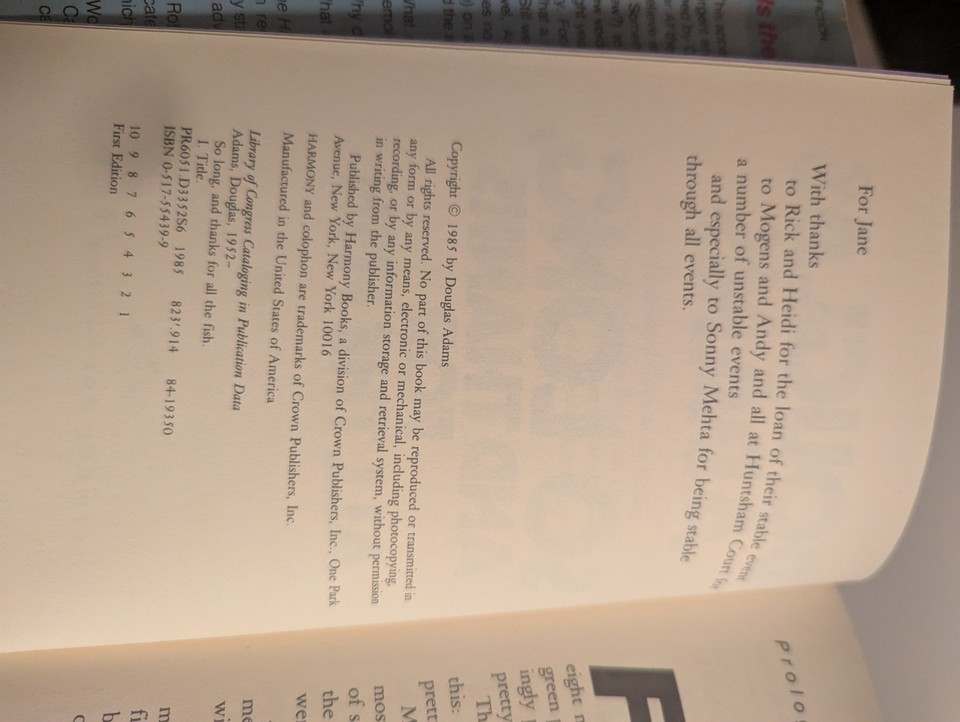 DOUGLAS ADAMS SIGNED 1st So Long and Thanks for All the Fish ...