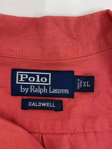 RALPH LAUREN Short Sleeve Shirt XL Linen Red Caldwell Silk Blend Used ...