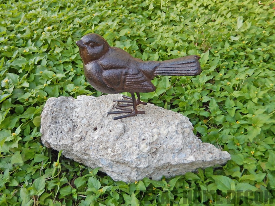 Cast Iron Bird Figurine Statue Garden Porch Fountain Decor Antique ...