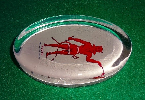 Pluto mineral laxative water Devil image antique advertising glass ...