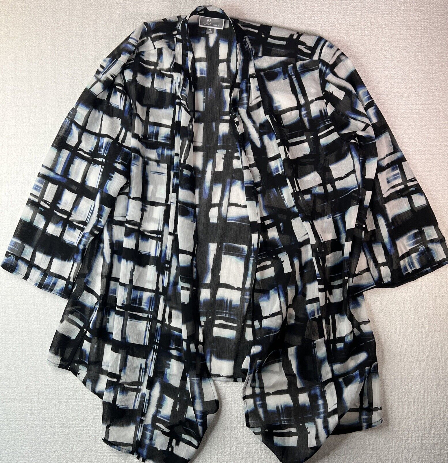 JM Collection Womens XL Sheer Kimono Duster Multicolor - Gem