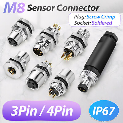 PG7 M8 Sensor Connector 3 Pin / 4 Pin Male / Female Straight / Elbow ...