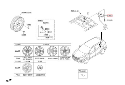 Genuine/OEM 628002W000 CARRIER ASSY-SPARE WHEEL for Hyundai Santa Fe DM ...