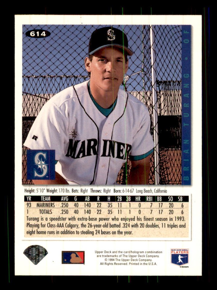 1994 Baseball Upper Deck CC Brian Turang Seattle Mariners #614 | eBay