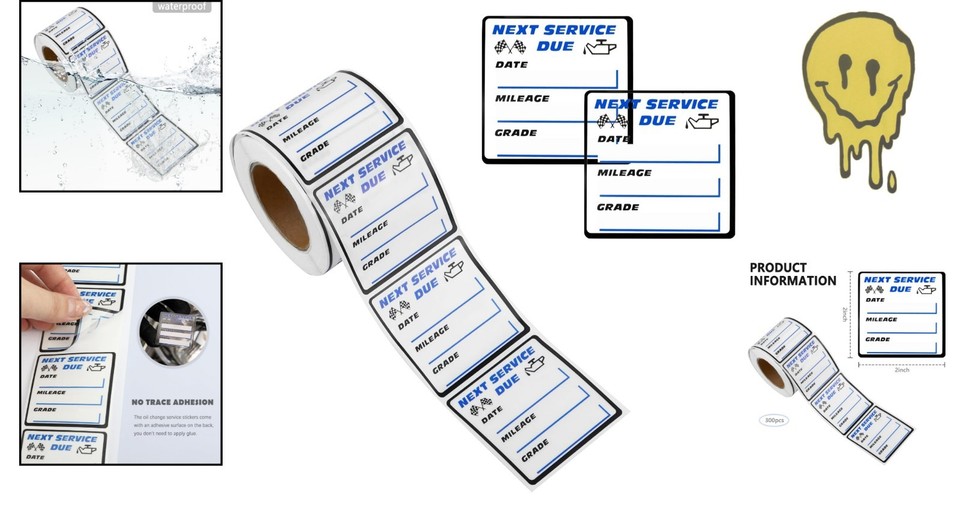 300PCS Car Oil Change Stickers for Windshield, Next Service Due Sticker ...