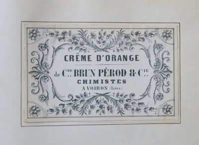 Vintage beverage label 1830-40 Crème d'Orange Brun Perod Chemist label ...