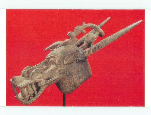 Pre-1980 POSTCARD OF FIRE SPITTER AFRICAN HELMET MASK AT MUSEUM Detroit ...