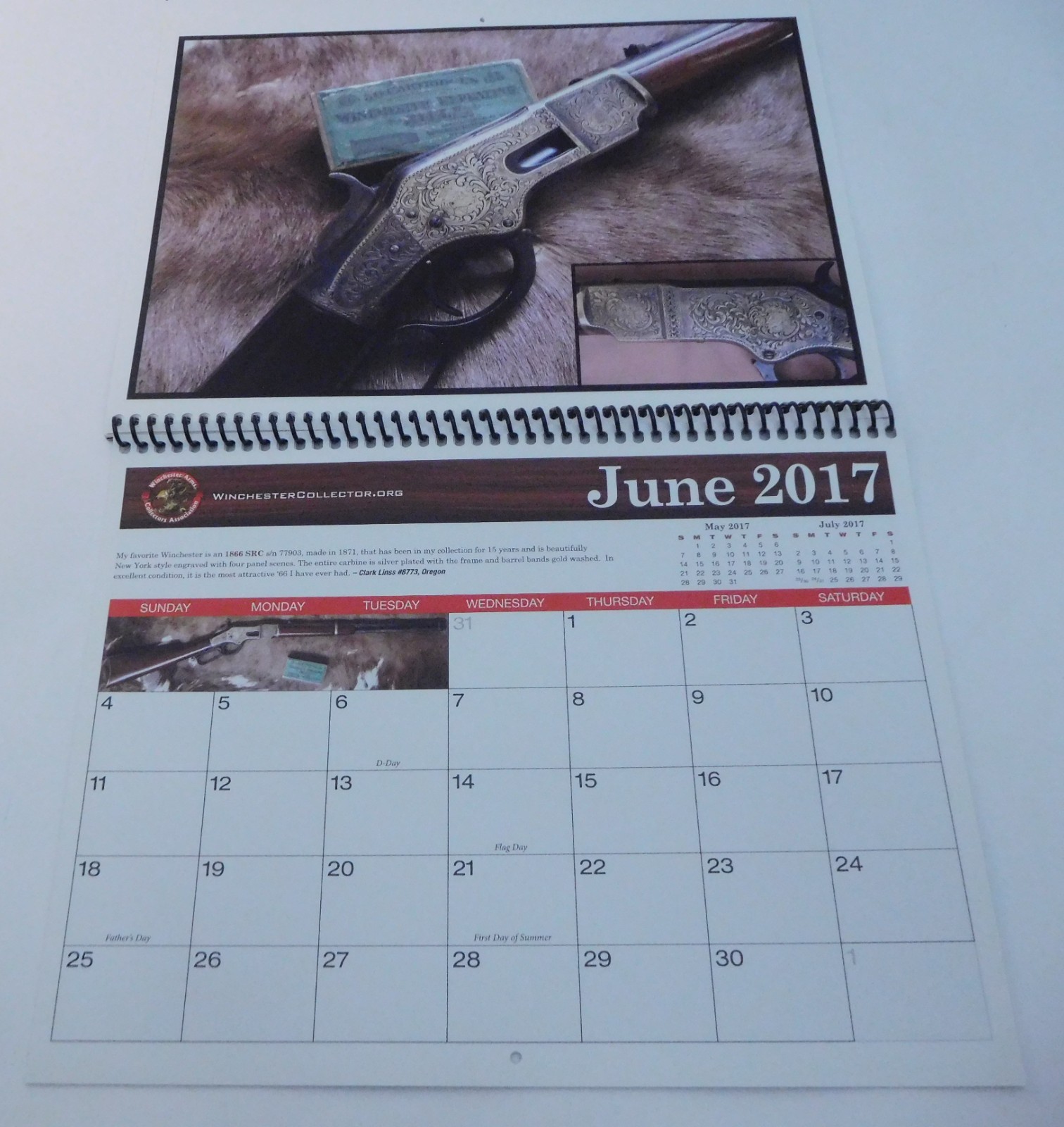 2017 Winchester Arms Collectors Calendar Model 1895 Rifle WACA 17x11 | eBay