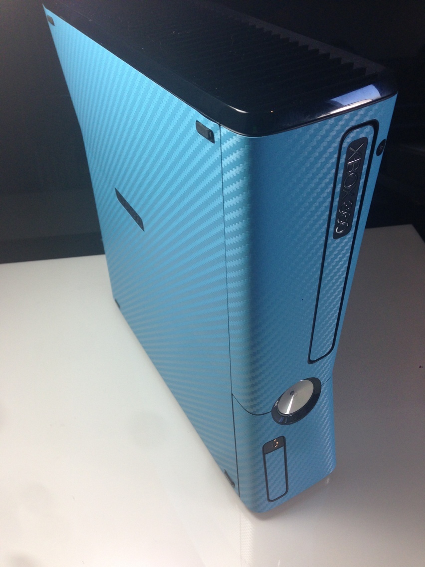 Textured Light Blue Carbon Fibre Effect XBOX 360 Slim decal skin ...