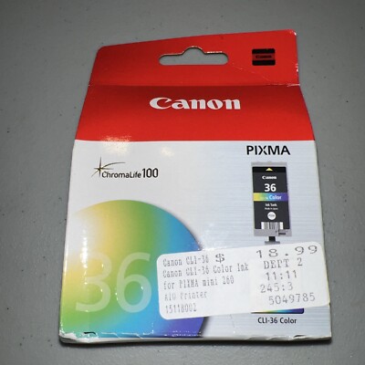 OEM Genuine Canon PIXMA 36 Color Ink Tank Cartridge CLI-36 Color SEALED ...