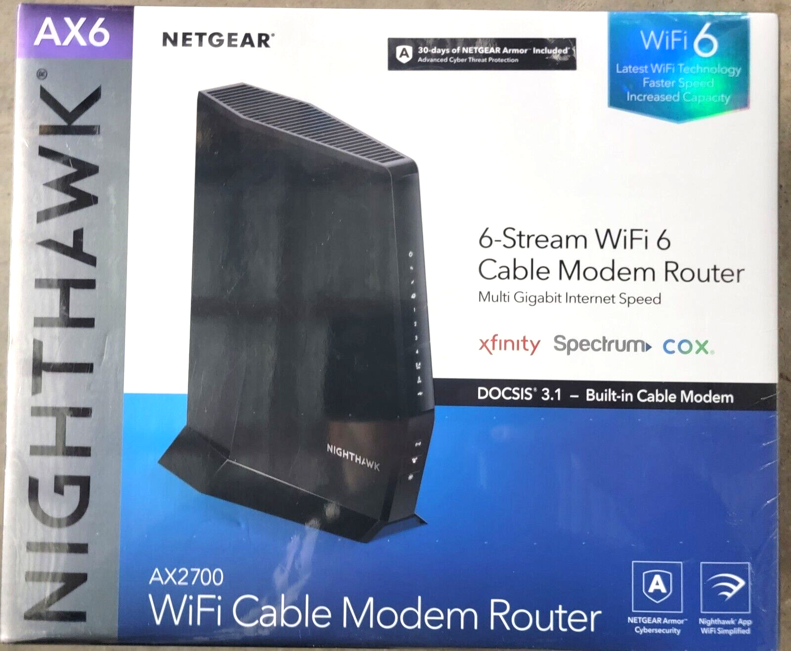 NETGEAR Cable Modem WiFi 6 Nighthawk AX6 Router Cable Gateway 3.1 A ...