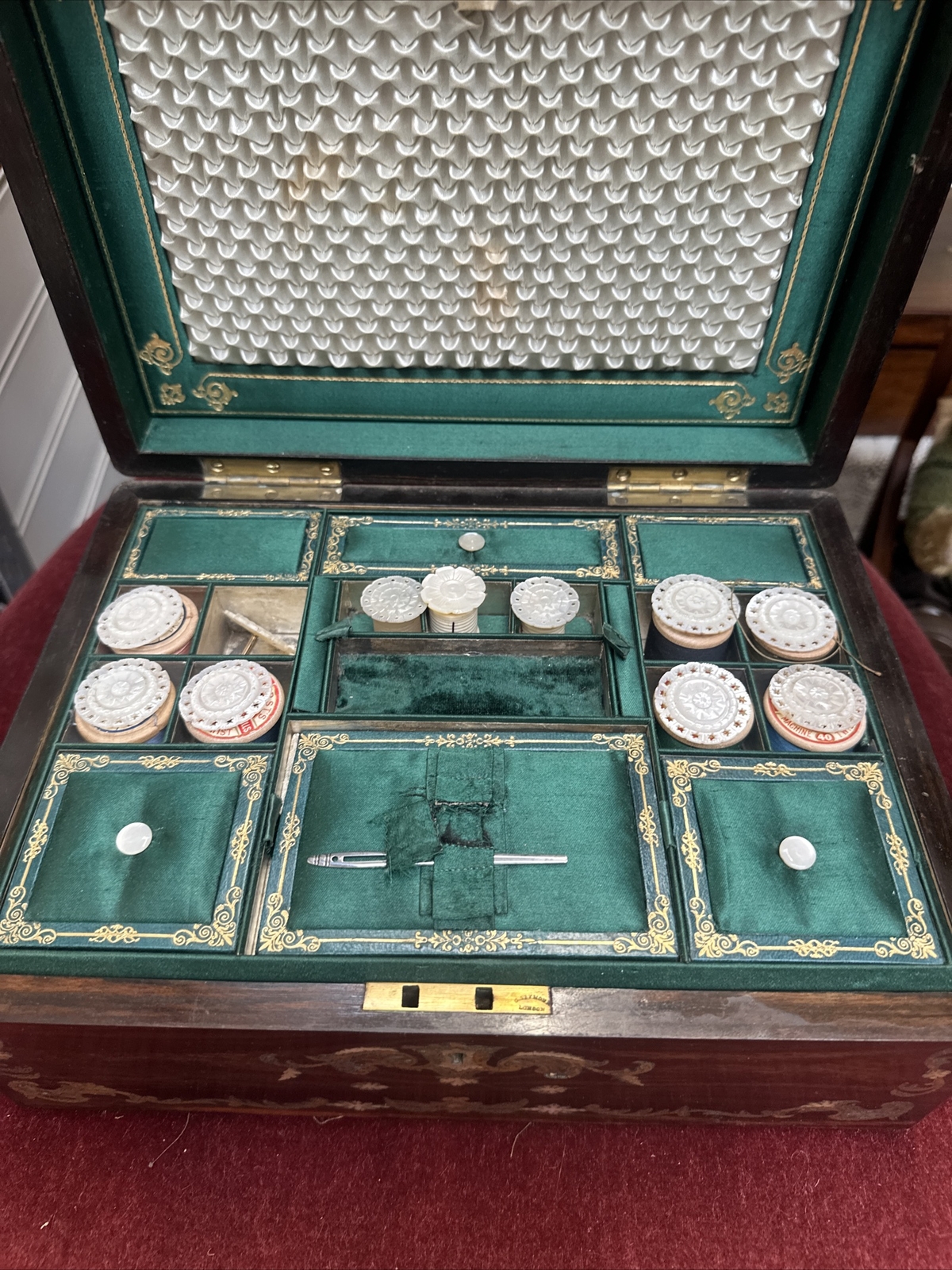 Antique Victorian Coromandel Sewing Box | eBay