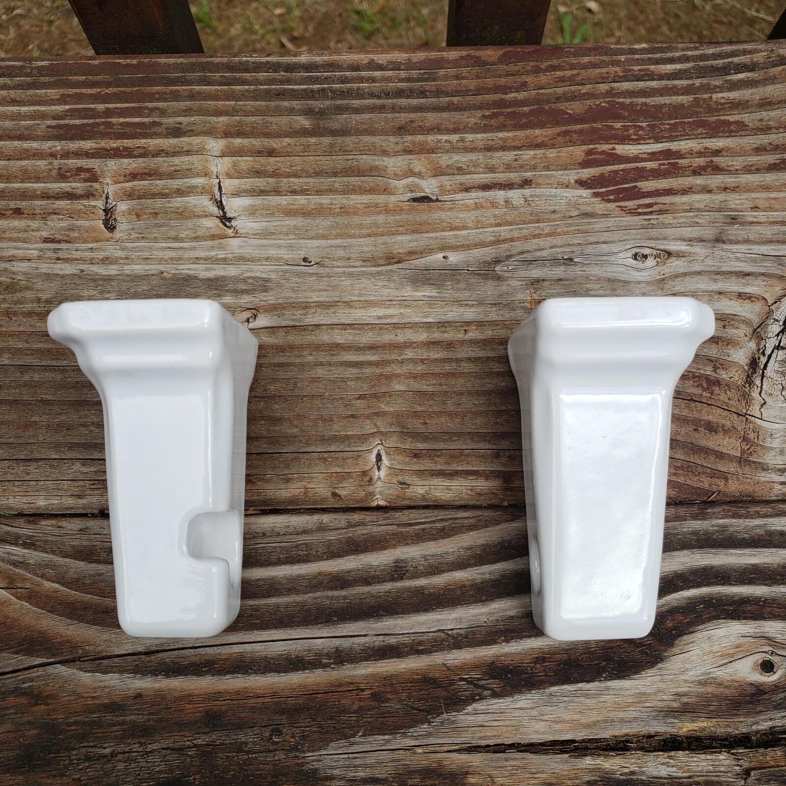 Vintage White Ceramic Towel Bar Holders/Brackets (1 Set) - IMPERFECTION ...