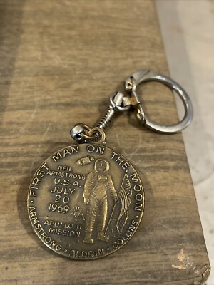 Brass NASA Apollo 11 First Man on the Moon Commemorative Keychain ...