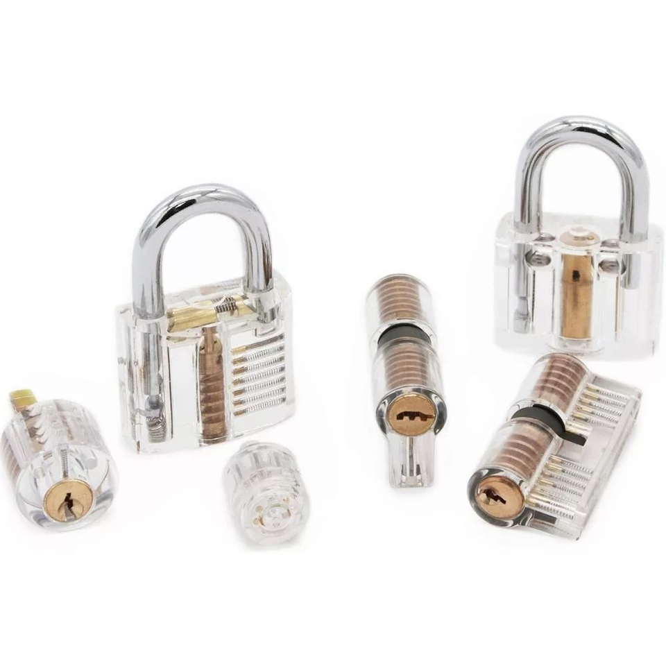 Curious Smith 6-Piece Practice Lock Set - Clear Locks with Rubber ...