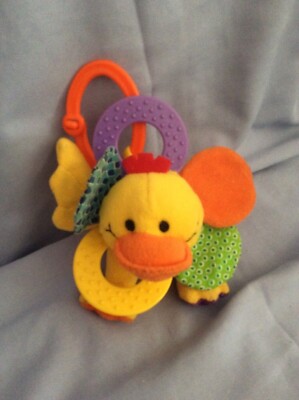 Infantino Yellow Duck Crinkle Rattle Mirror Baby Developmental Plush ...