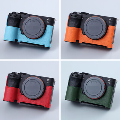 Genuine Cowhide Handmade Camera Half Case Bag Cover Fit For Sony A7C2 ...