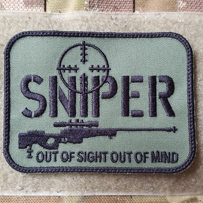 SNIPER OUT OF SIGHT OUT OF MIND TACTICAL MORALE KLETT PATCH OLIV ARMY AIRSOFT | eBay