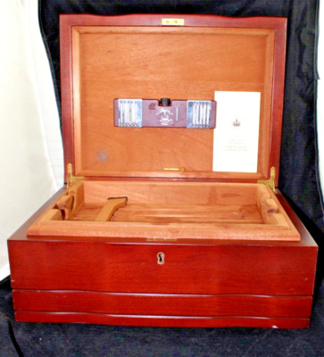 Diamond Crown Wood Humidor by Reed & Barton w/ Humidifier & Key 15.5" X ...