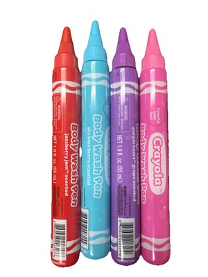 Crayola Body Wash Pens Fruit Scented Coloring Bath Fun Set of 4 Pens 1. ...