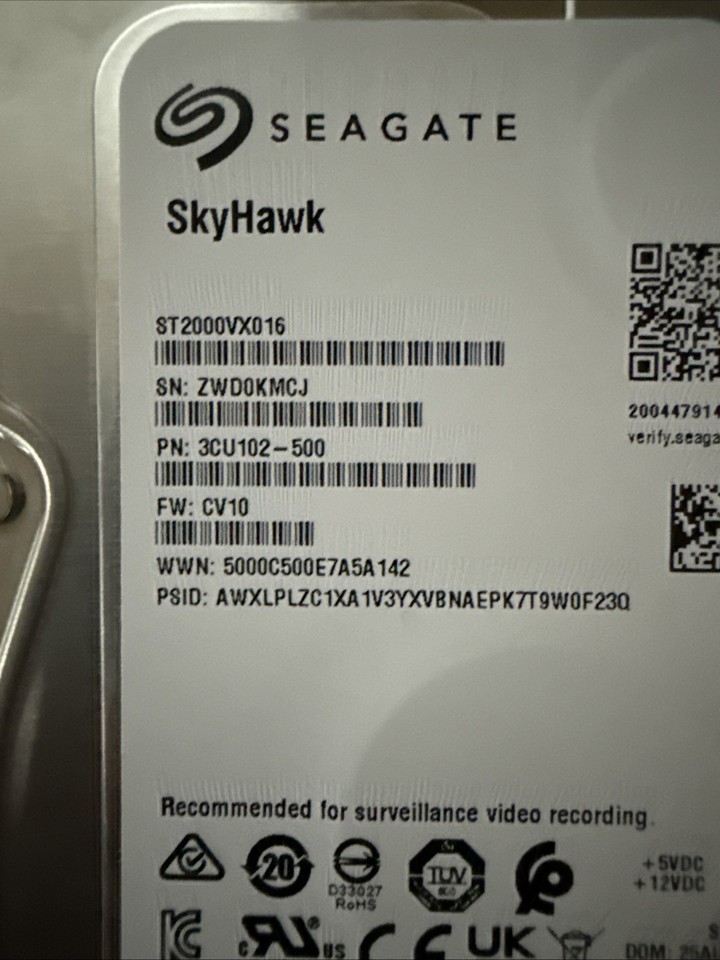 Seagate SkyHawk 2TB Surveillance SATA 3 3.5" Hard Drive (Model ...