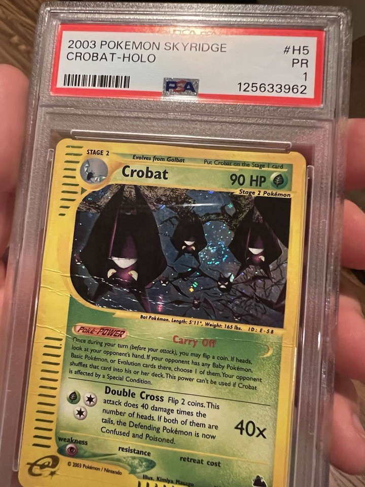 SWIRL PSA 1 2003 Pokemon Skyridge Crobat H5/H32 HOLO Foil E-Reader ...
