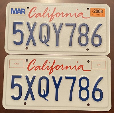 2 - New/Unused CALIFORNIA White License Plates with MAR 2008 Tag | eBay