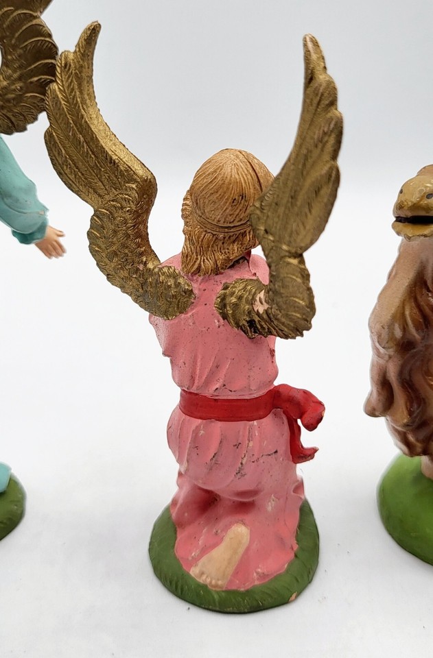 VTG 8pc Nativity Scene Depose Italy Baby, Manger, Angels, Animals Hand ...